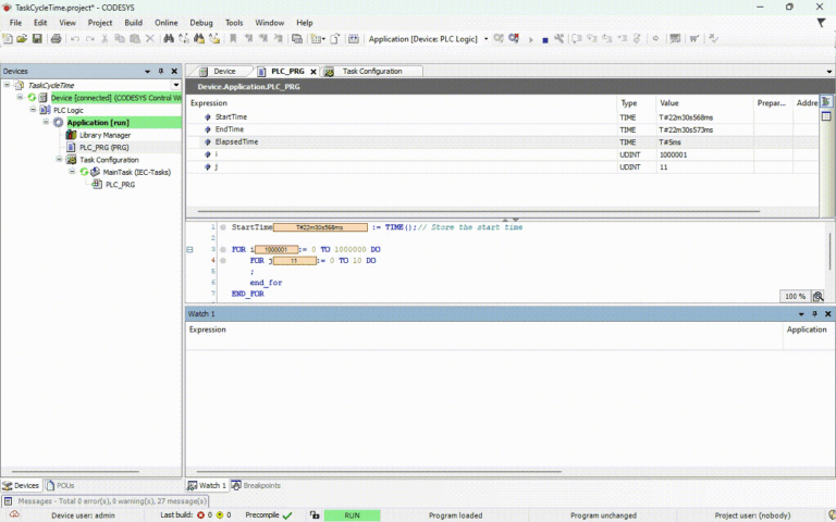 Codesys Tutorial How To Get The Actual Cycle Time Of A Current Task